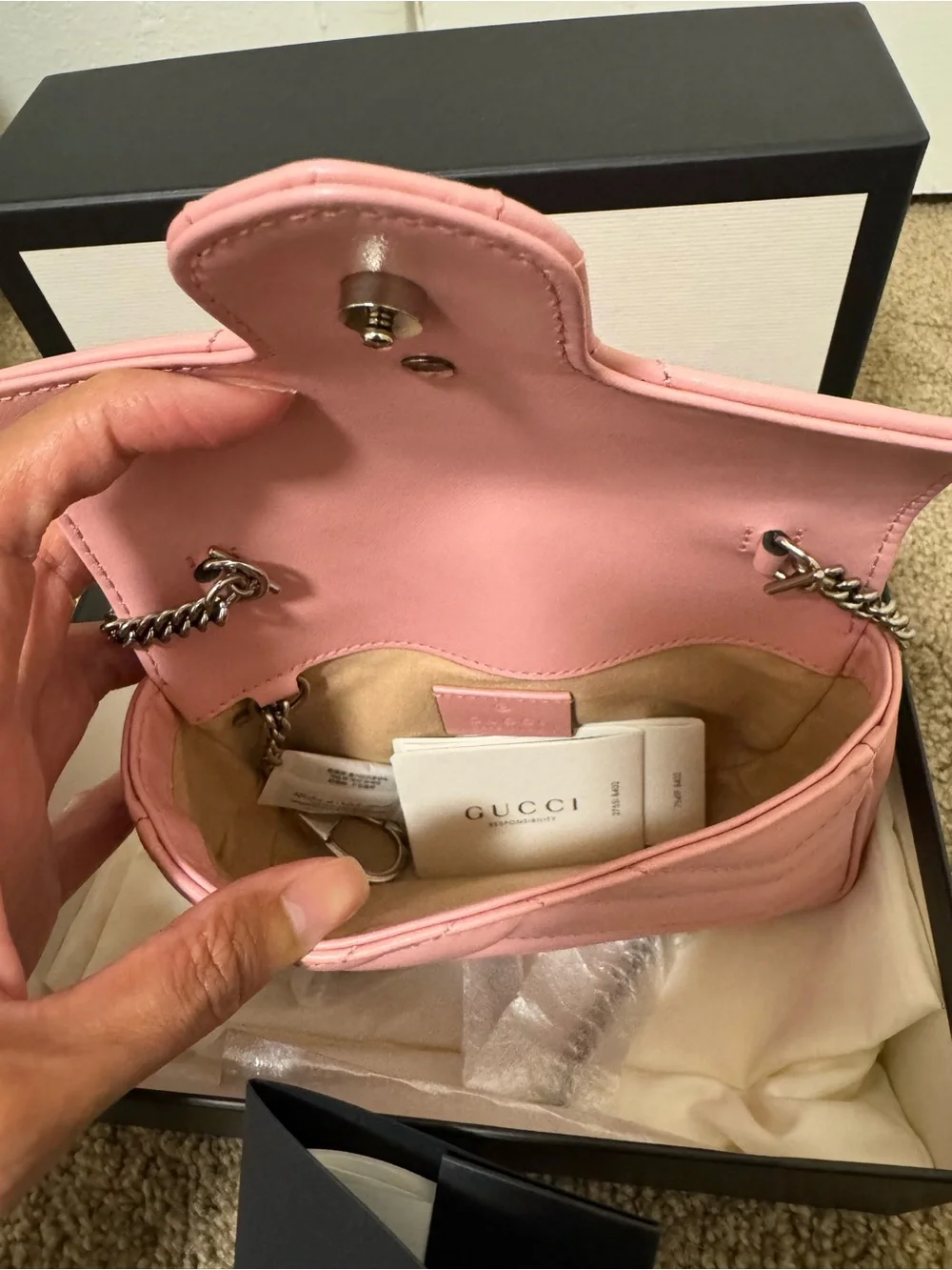 Gucci | Bags | Gucci Pink Quilted Gg Marmont Mini Shoulder Bag | Poshmark